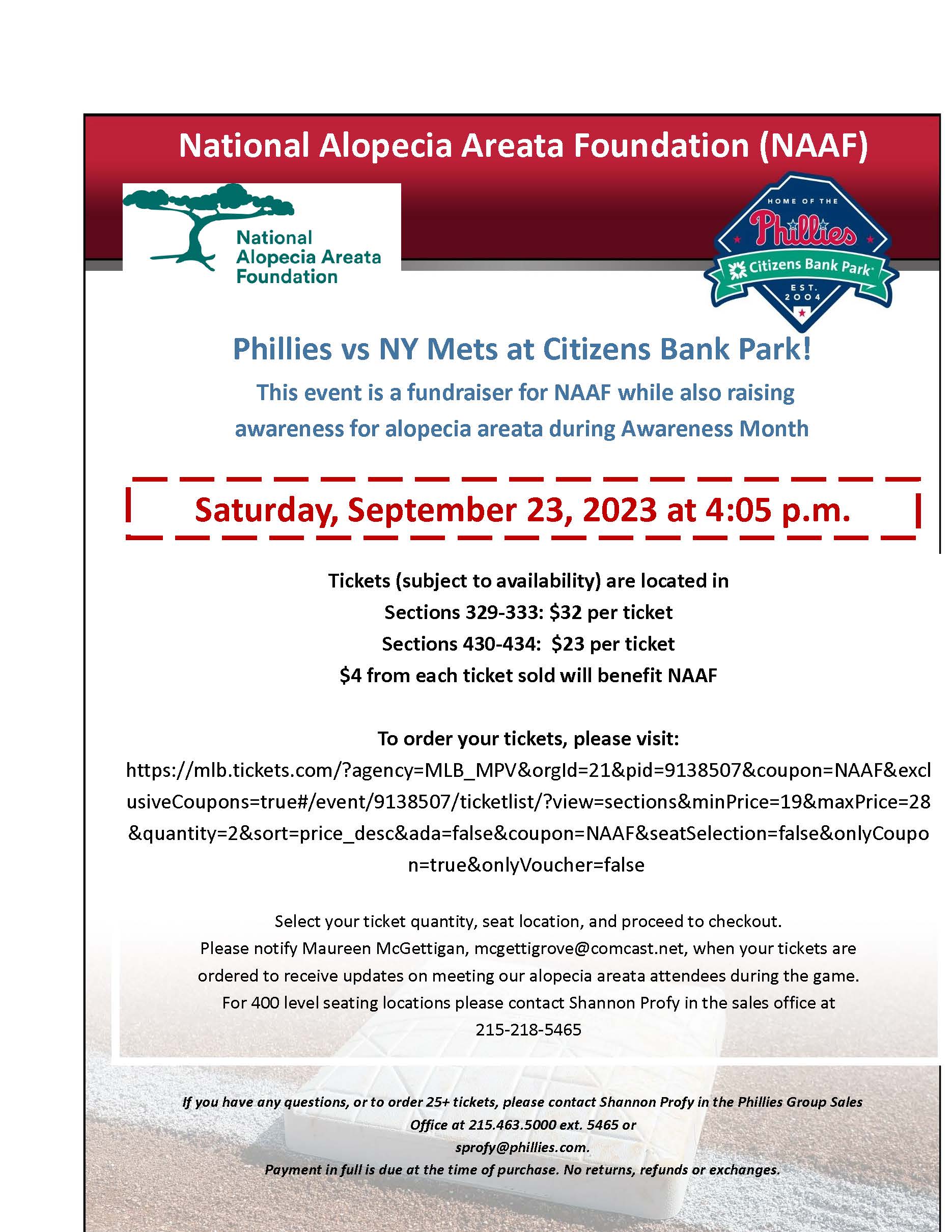 Team-Up Phillies vs NY Mets at Citizens Bank Park - National Alopecia ...